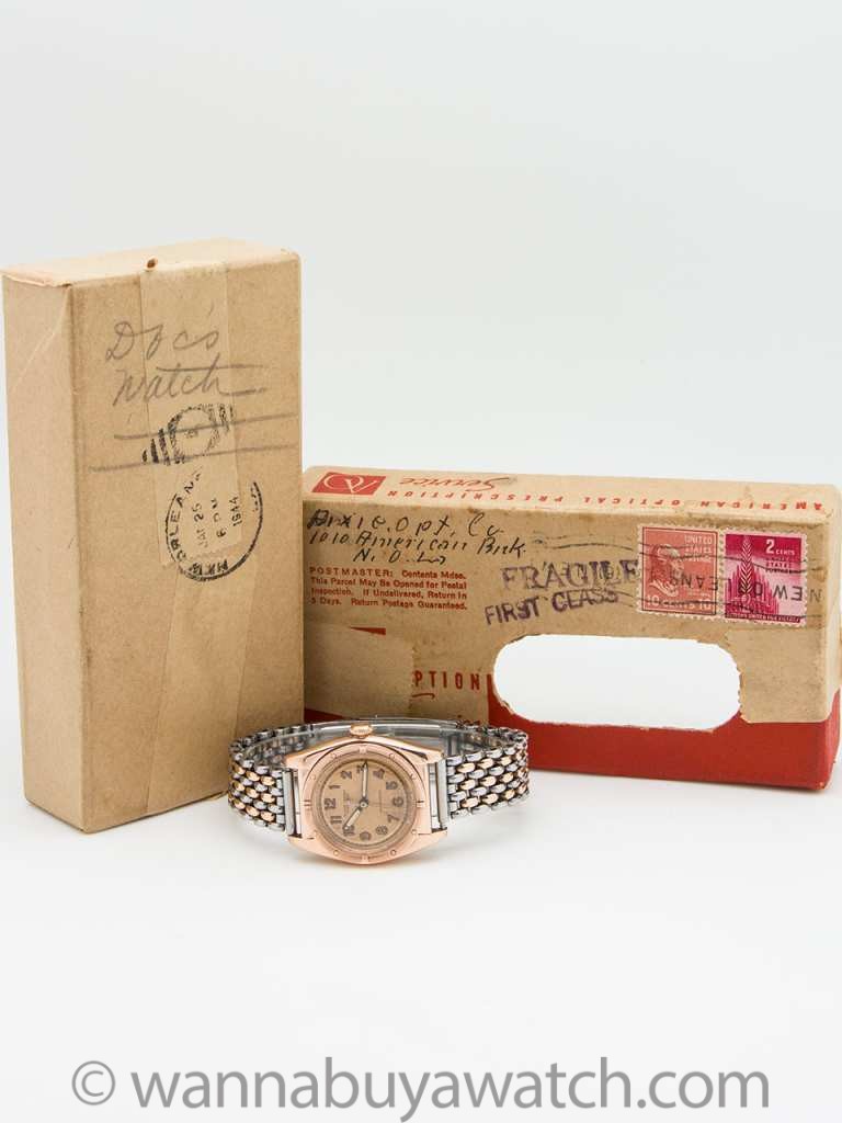 Rolex Bubbleback ref 3725 Stainless & Rose Gold Rice Bracelet Shipping ...