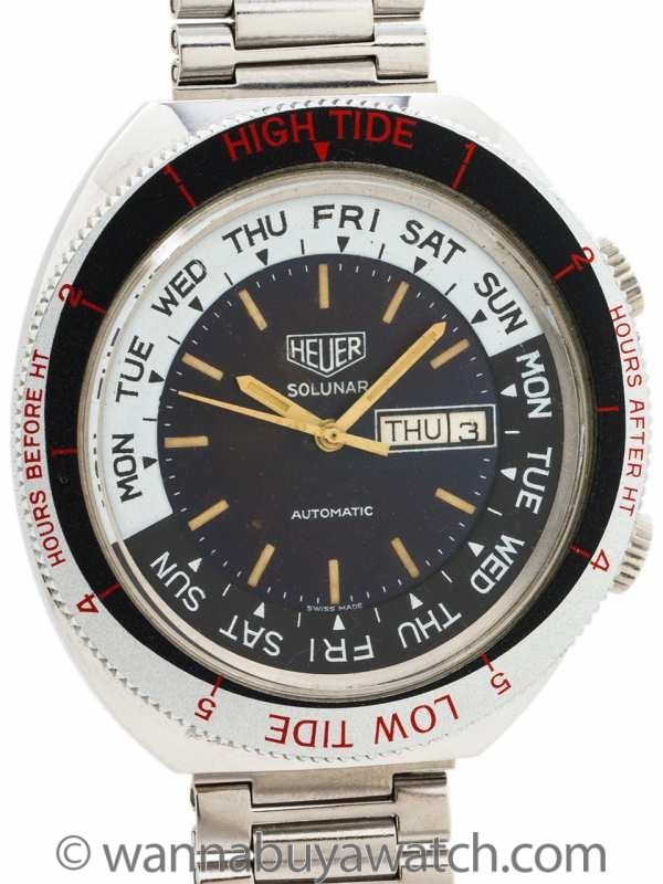 Heuer Solunar ref 279.603 Hi Tide Low Tide circa 1976 "Globetrotter ...