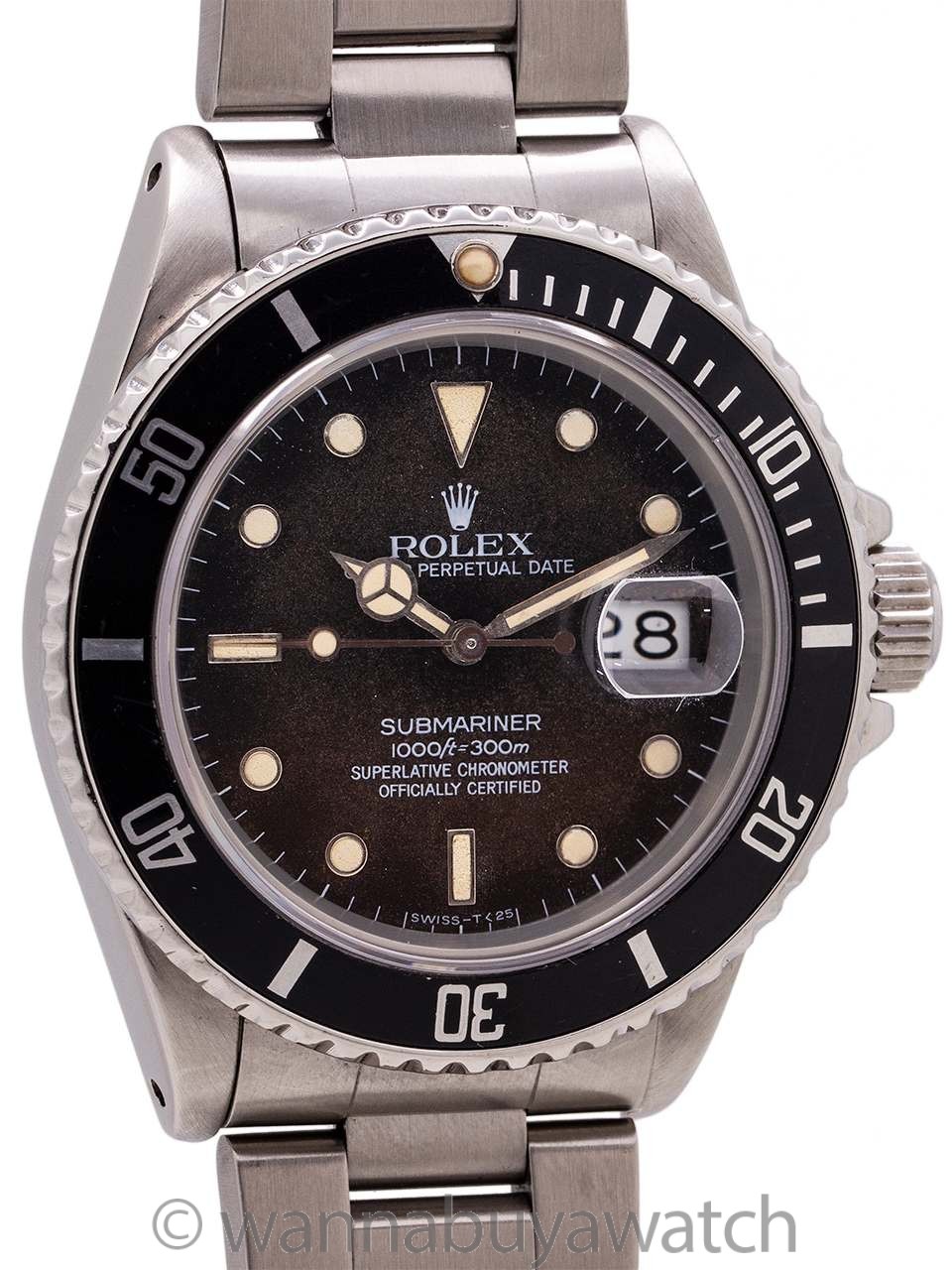 Rolex Submariner ref# 168000 Transitional Chocolate Tropical circa 1987