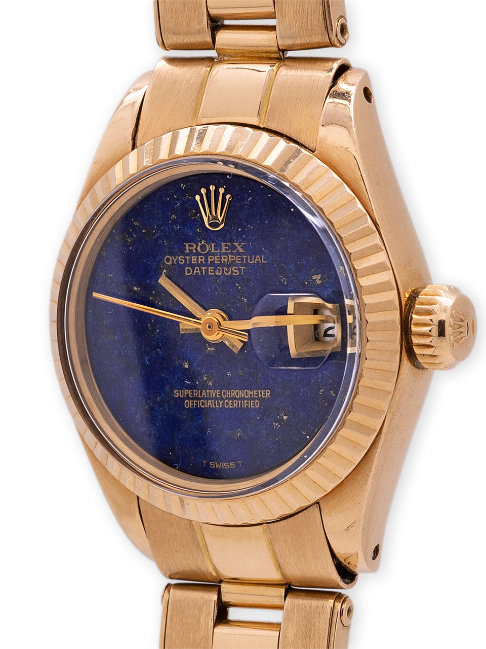 Lady's Rolex 18K YG Oyster Perpetual Date ref 6917 Factory Lapis circa 1976