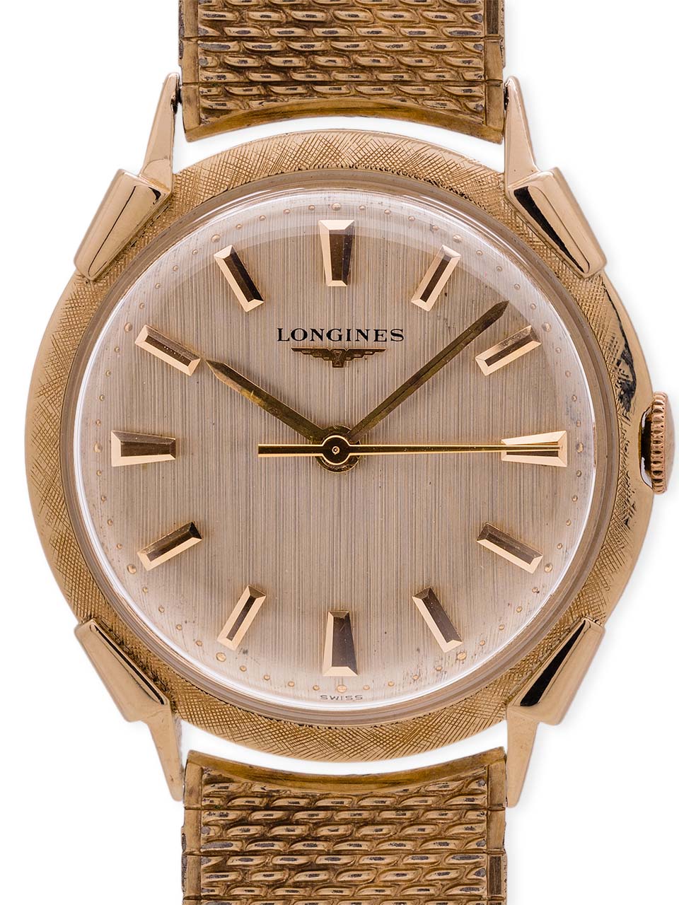 Longines 14K YG Dress Model Textured Dial Florentine Case circa 1959