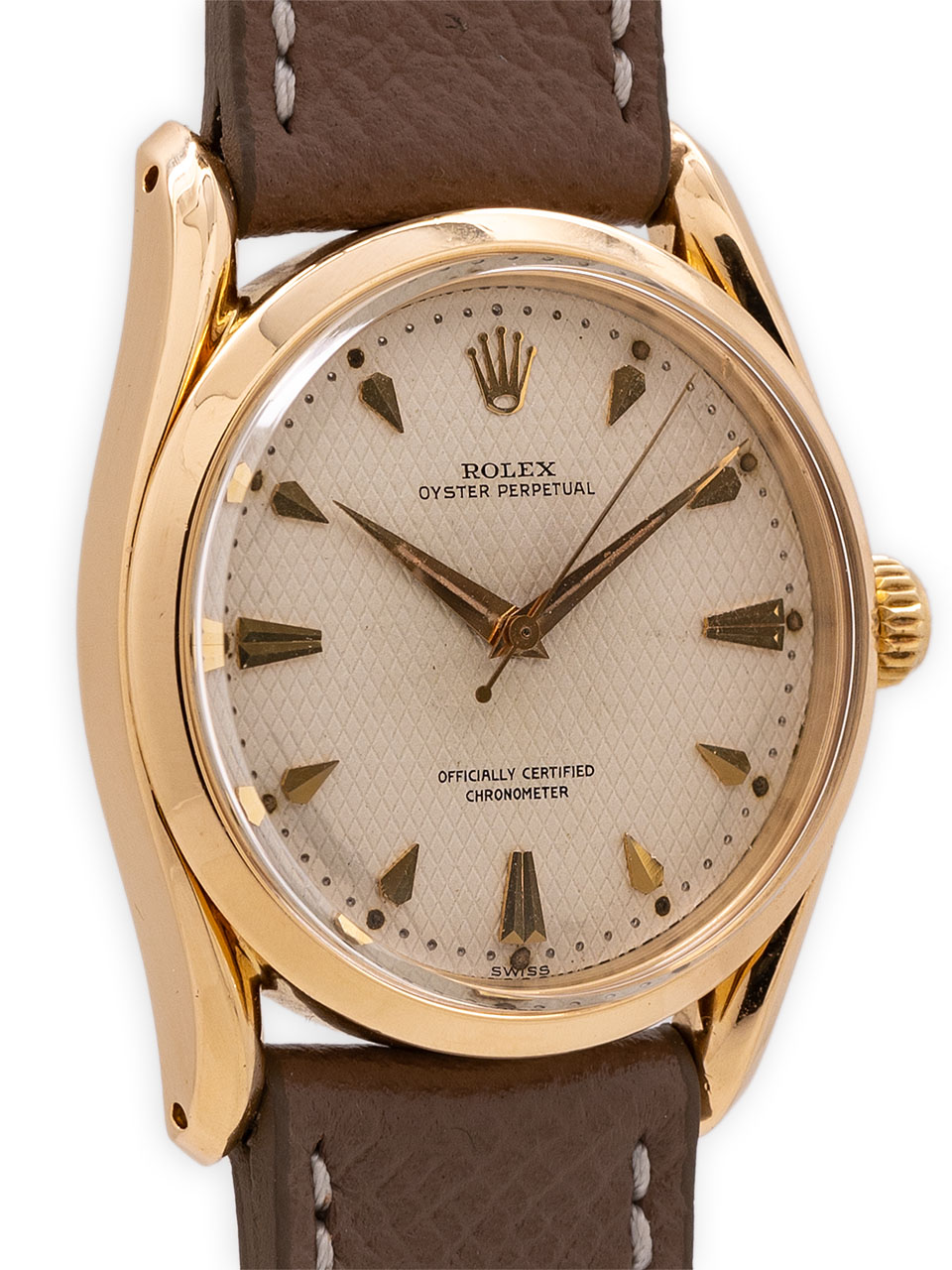 Rolex 18K YG Bombe ref 6090 Waffle Dial circa 1953