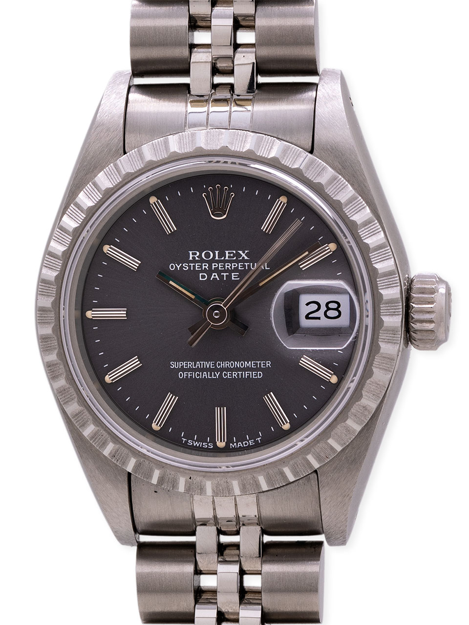 Lady Rolex Oyster Perpetual Date ref 69240 Gray Dial with Papers circa 1994