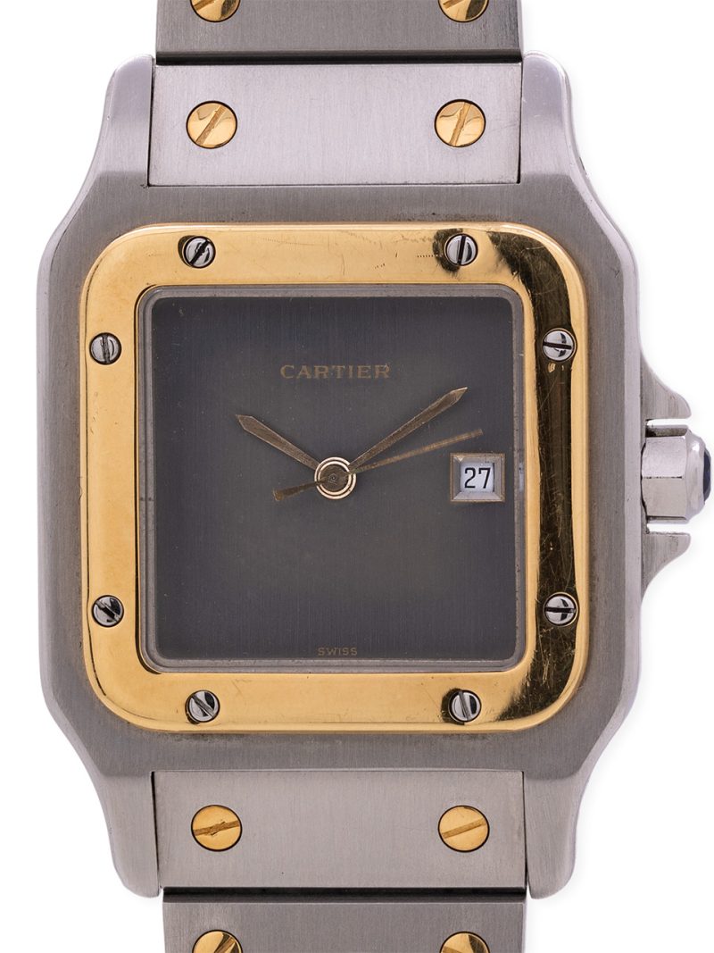 Man's Cartier Santos ref 2961 SS/18K YG Automatic Grey Retro Dial circa ...
