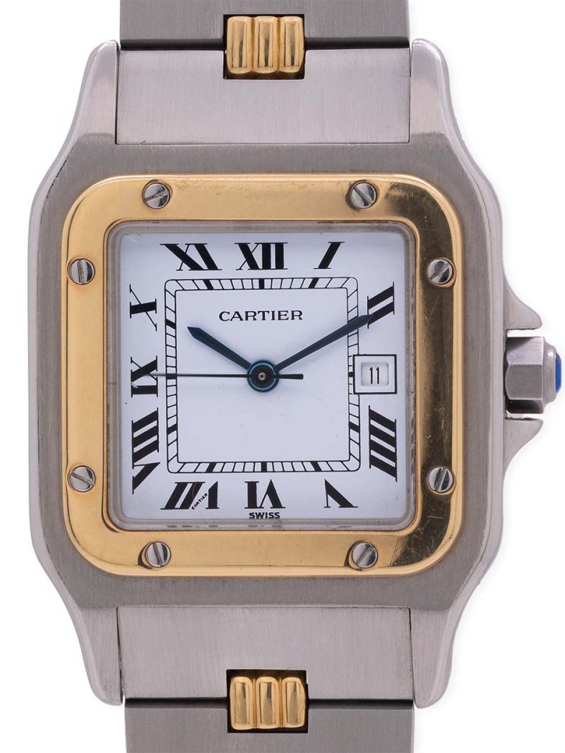 Man's Cartier Santos SS/18K YG Automatic Godron Bracelet circa 1980's